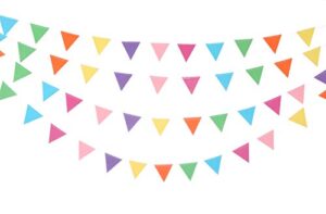 uupp 26 feet multicolor triangle flag paper bunting banner pennant banners for wedding party hanging decorations, 2 sets