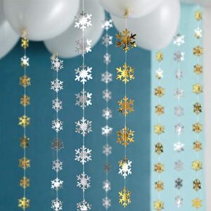 Winter Wonderland Shining Silver Gold Snowflakes Garland Kit Christmas Hanging Decoration Winter Wonderland Party Decor Kids Frozen Birthday Christmas Tree Decor/New Year/Baby Shower