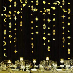 gold eid mubarak ramadan decorations hanging star moon circle dot crescent lamp garland streamer backdrop banner decorations for home happy ramadan lesser bairam islam muslim wedding birthday party