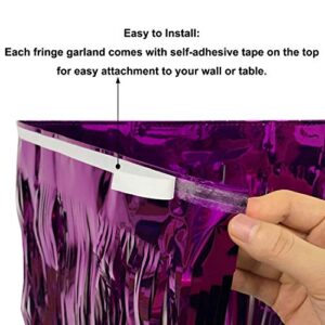 Blukey 10 Feet by 15 Inch Purple Foil Fringe Garland - Pack of 2 | Shiny Metallic Tinsel Banner | Ideal for Parade Floats, Bridal Shower, Wedding, Birthday, Christmas | Wall Hanging Drapes