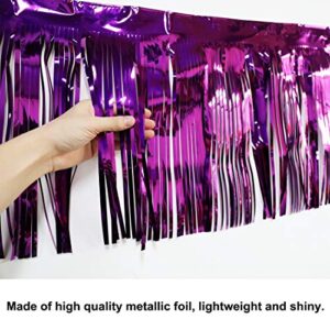 Blukey 10 Feet by 15 Inch Purple Foil Fringe Garland - Pack of 2 | Shiny Metallic Tinsel Banner | Ideal for Parade Floats, Bridal Shower, Wedding, Birthday, Christmas | Wall Hanging Drapes