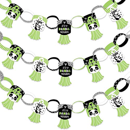 Big Dot of Happiness Party Like a Panda Bear - 90 Chain Links and 30 Paper Tassels Decoration Kit - Baby Shower or Birthday Party Paper Chains Garland - 21 feet