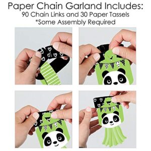 Big Dot of Happiness Party Like a Panda Bear - 90 Chain Links and 30 Paper Tassels Decoration Kit - Baby Shower or Birthday Party Paper Chains Garland - 21 feet