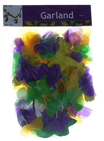 Mardi Gras Flower Garland with Jester Cutouts (12 feet Long) Party Decor