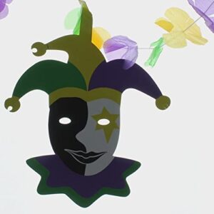 Mardi Gras Flower Garland with Jester Cutouts (12 feet Long) Party Decor