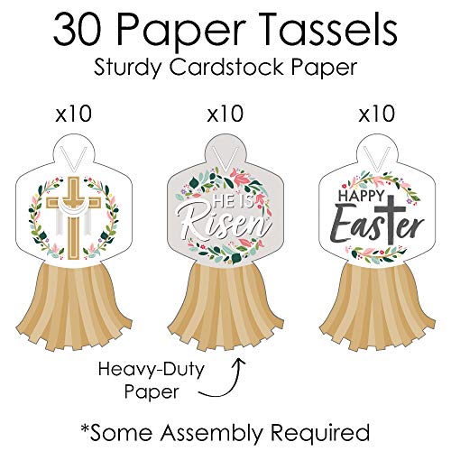 Big Dot of Happiness Religious Easter - 90 Chain Links and 30 Paper Tassels Decoration Kit - Christian Holiday Party Paper Chains Garland - 21 feet