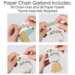 Big Dot of Happiness Religious Easter - 90 Chain Links and 30 Paper Tassels Decoration Kit - Christian Holiday Party Paper Chains Garland - 21 feet