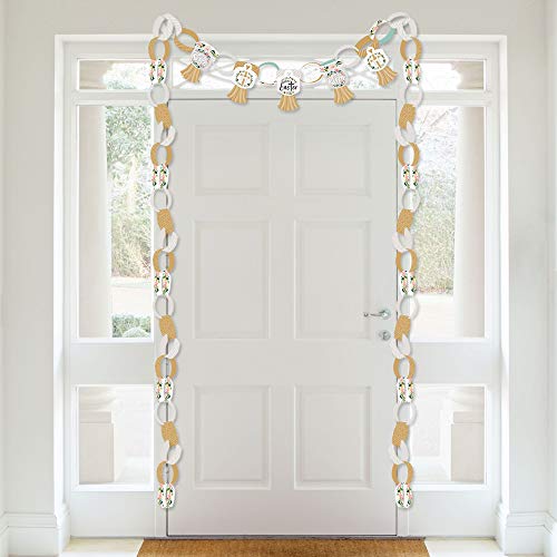 Big Dot of Happiness Religious Easter - 90 Chain Links and 30 Paper Tassels Decoration Kit - Christian Holiday Party Paper Chains Garland - 21 feet