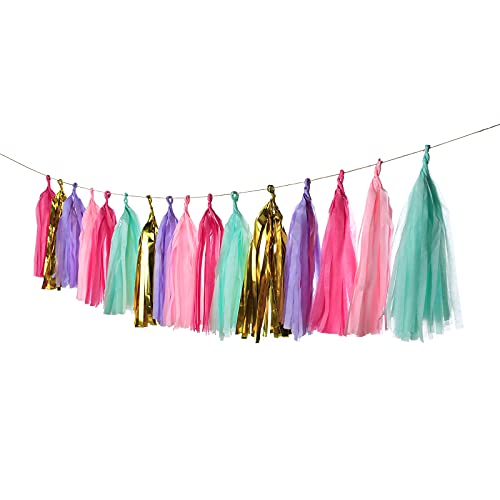 25 PCS Tissue Paper Tassel DIY Party Garland Decor for All Events & Occasions(Unicorn Pastel)