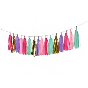 25 PCS Tissue Paper Tassel DIY Party Garland Decor for All Events & Occasions(Unicorn Pastel)