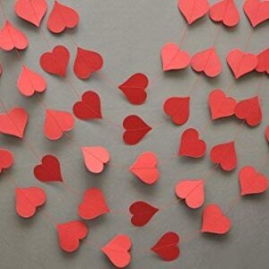 Red heart garland - Heart garland - Valentines day heart garland - Paper garland - Wedding decoration - Bridal shower