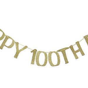 Happy 100th Day Banner Sign Gold Glitter for Baby Birthday Baby Shower Party Decorations Anniversary Decor Photo Booth Props