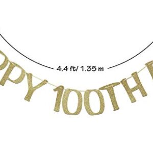 Happy 100th Day Banner Sign Gold Glitter for Baby Birthday Baby Shower Party Decorations Anniversary Decor Photo Booth Props