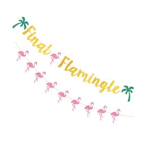 flamingo bachelorette party decoration supplies: glitter final flamingle banner 2pcs tropical hawaii luau party photo prop