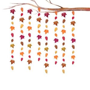 Autumn Theme Garland Fall Bunting Banners Autumn Leaf Paper Garland Hanging Streamers Thanksgiving Party Decoration for Baby Shower Kids Room Classroom Showcase Holiday Wedding