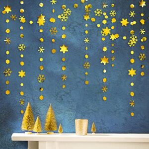 52 ft gold snowflakes garland paper streamer banner backdrop for winter christmas frozen birthday wedding bridal shower baby shower xmas new year winter wonderland party decorations supplies