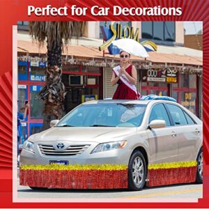 10 Pcs Graduation Parade Float Decorations, Include Foil Fringe Garland Set of 4 and Metallic Twist Garland Set of 6, Car Decorations for Congrats Grad (Cute Red and Gold)