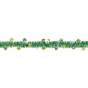 Amscan Tinsel with Foil Shamrocks Garland, 15', Green