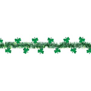 amscan tinsel with foil shamrocks garland, 15′, green