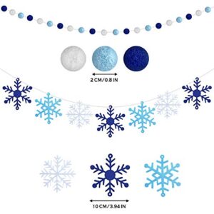 3 Packs Christmas Felt Snowflake Banners and Christmas Felt Ball Garlands Christmas Holiday Party Decorations Santa Festive Party Decor