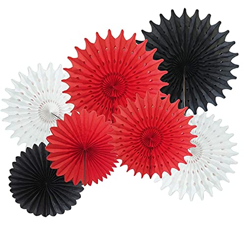 Graduation Decorations Black and Red 2023 White Red Black Qian's Party Mickey Mouse Party Supplies Tissue Paper Fans for Minnie Mouse Birthday Decorations Red Black Birthday Party Decorations