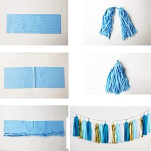 Hellensp 20 PCS Blue Tissue Tassels Garland Table Decor Party Tassel Garland Banner for Birthday,Baby Shower,Wedding,Anniversary,DIY Kits