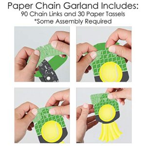 Big Dot of Happiness You Got Served - Tennis - 90 Chain Links and 30 Paper Tassels Decoration Kit - Baby Shower or Tennis Ball Birthday Party Paper Chains Garland - 21 feet