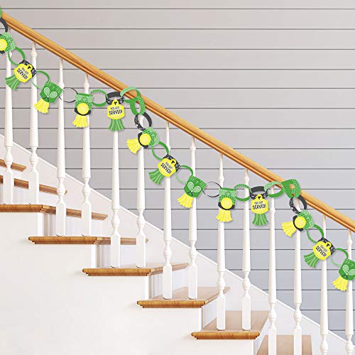 Big Dot of Happiness You Got Served - Tennis - 90 Chain Links and 30 Paper Tassels Decoration Kit - Baby Shower or Tennis Ball Birthday Party Paper Chains Garland - 21 feet