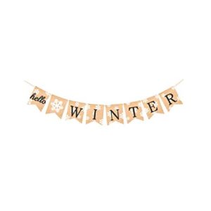 Christmas Banner hello winter Printed Bunting Banner Christmas Tree Garland Holiday Bunting Home Garden Indoor Outdoor Banner Christmas Home Party Decorations