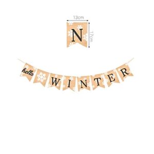 Christmas Banner hello winter Printed Bunting Banner Christmas Tree Garland Holiday Bunting Home Garden Indoor Outdoor Banner Christmas Home Party Decorations