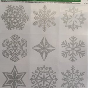 Unique Glitter Snowflakes Window Clings, Assorted Designs, Silver