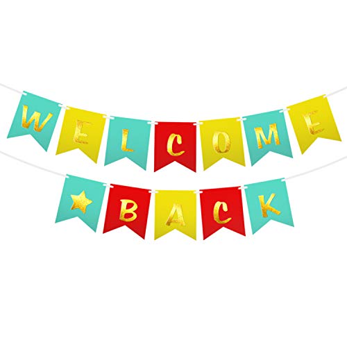 Hatcher lee Welcome Back Banner - Hanging Pennant Party Banner Decorations Blue Yellow Red (Welcome Back Home Baby)