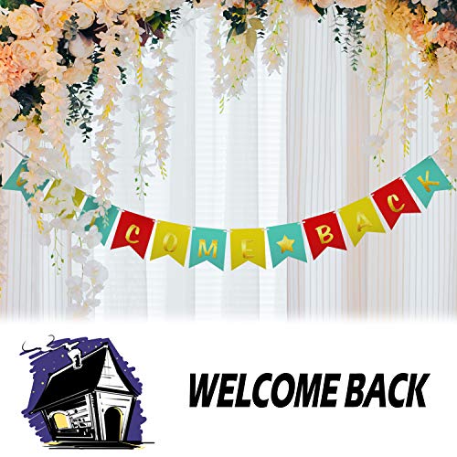 Hatcher lee Welcome Back Banner - Hanging Pennant Party Banner Decorations Blue Yellow Red (Welcome Back Home Baby)