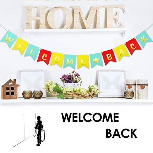 Hatcher lee Welcome Back Banner - Hanging Pennant Party Banner Decorations Blue Yellow Red (Welcome Back Home Baby)