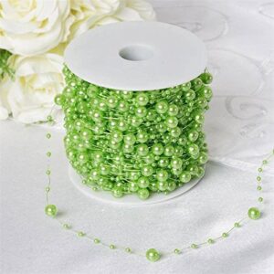 BalsaCircle 62 feet Tea Green Faux Pearl Beads String Garland String Roll - Wedding Party Crafts DIY Centerpieces Favors Decorations