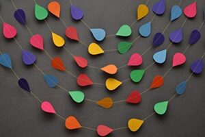 rainbow raindrop garland, paper raindrops, raindrop paper garland, nursery decor,april showers,spring garland,raindrop baby shower,