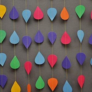 Rainbow Raindrop garland, Paper raindrops, Raindrop paper garland, Nursery decor,April showers,Spring garland,Raindrop baby shower,