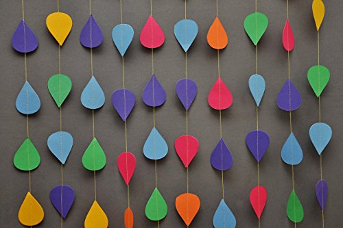 Rainbow Raindrop garland, Paper raindrops, Raindrop paper garland, Nursery decor,April showers,Spring garland,Raindrop baby shower,