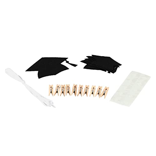 BinaryABC Graduation Party Banner,Grad Cap Photo Banner Garland with Clip,Graduation Party Decorations(Black or White Rope Random)