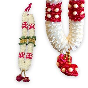 lovenspire loventouch 1 ct mala/varmala/jaimala/dulha/dulhan/idol mala/indian ribbon and velvet rose garland/milni mala/indian pakistani arab sikh punjabi (pattern3)