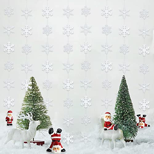 Zwiebeco 36Ft White Paper Snowflakes Garland Hanging Snowflake Bunting Banner Streamers for Winter Wonderland Frozen Christmas New Year Wedding Birthday Baby Shower Party Office Bar Home Decorations