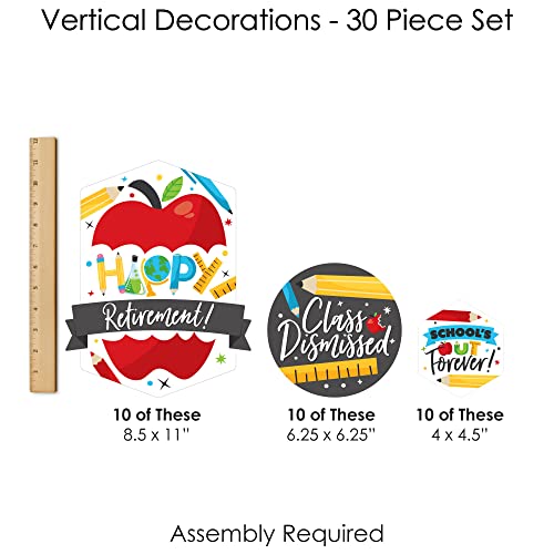 Big Dot of Happiness Teacher Retirement - Happy Retirement Party DIY Dangler Backdrop - Hanging Vertical Decorations - 30 Pieces