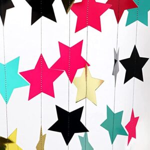 happyfield tik tok birthday decorations star garlands glitter gold black fuchsia teal star banner for tik tok party decorations tik tok musical birthday party decor music party supplies tik tok decor