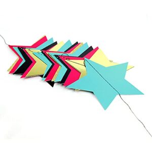 HappyField TIK Tok Birthday Decorations Star Garlands Glitter Gold Black Fuchsia Teal Star Banner for TIK Tok Party Decorations TIK Tok Musical Birthday Party Decor Music Party Supplies TIK Tok Decor