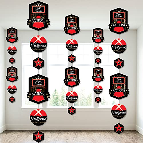 Big Dot of Happiness Red Carpet Hollywood - Movie Night Party DIY Dangler Backdrop - Hanging Vertical Decorations - 30 Pieces