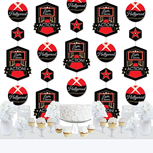 Big Dot of Happiness Red Carpet Hollywood - Movie Night Party DIY Dangler Backdrop - Hanging Vertical Decorations - 30 Pieces