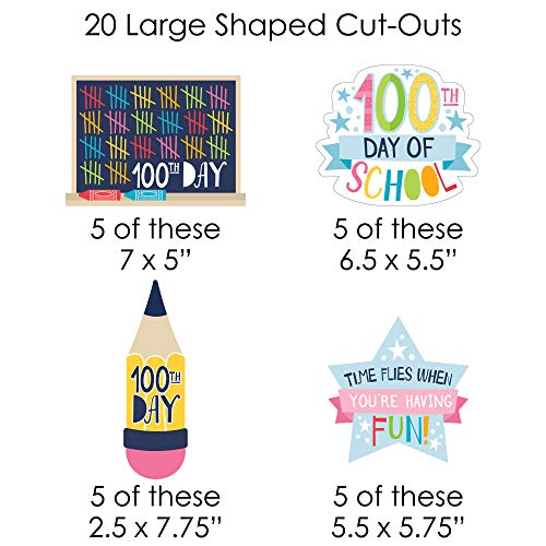 Big Dot of Happiness Happy 100th Day of School - 100 Days Party DIY Decorations - Clothespin Garland Banner - 44 Pieces