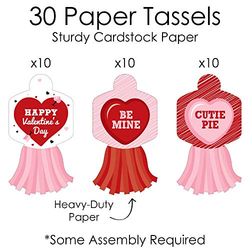 Big Dot of Happiness Conversation Hearts - 90 Chain Links and 30 Paper Tassels Decoration Kit - Valentine’s Day Party Paper Chains Garland - 21 feet