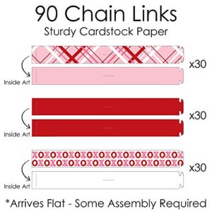 Big Dot of Happiness Conversation Hearts - 90 Chain Links and 30 Paper Tassels Decoration Kit - Valentine’s Day Party Paper Chains Garland - 21 feet