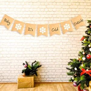 Christmas Banner Baby It's Cold Outside Printed Bunting Banner Christmas Tree Garland Holiday Bunting Home Garden Indoor Outdoor Banner Christmas Home Party Decorations